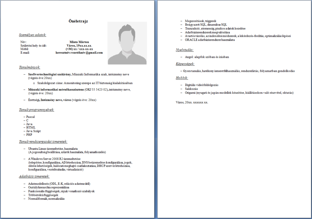 önéletrajz bemutatkozó szöveg minta – JobAngel